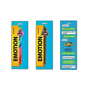 Planet Pens Bundle of Poop Face Emotion & Poop Rainbow Novelty Pens - Unique Kids and Adults Ballpoint Pens Colorful Emotions Writing Instrument For School and Office - 4 Pack