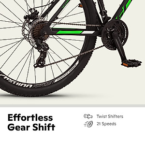 Schwinn High Timber ALX Mountain Bike for Adult Men Women, 29-Inch Wheels, 21-Speeds, Front Suspension, Aluminum Frame, Mechanical Disc Brakes, Black/Green