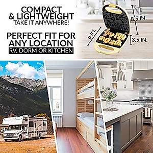 Nostalgia MyMini Personal Electric Animal Circus Waffle Maker, Waffle Iron makes Cat, Dog, Elephant, Lion, Yellow