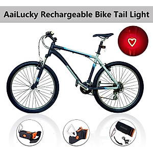 AaiLucky Bike Tail Light, Rechargeable LED Bicycle Rear Light for Night Riding, Cute Bike Accessories, Bright Heart Shape Taillight, Cycling Safety Warning Light for Adult Kids, 5 Modes, Waterproof
