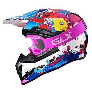 GLX GX623 DOT Kids Youth ATV Off-Road Dirt Bike Motocross MX Motorcycle Full Face Helmet Combo Gloves Goggles for Boys & Girls (Graffiti, X-Large)