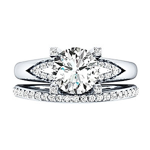 DESTINY JEWEL 2.25Ct Round Cut Diamond Solid 925 Silver 14K White Gold Over Engagement Wedding Ring Set_10