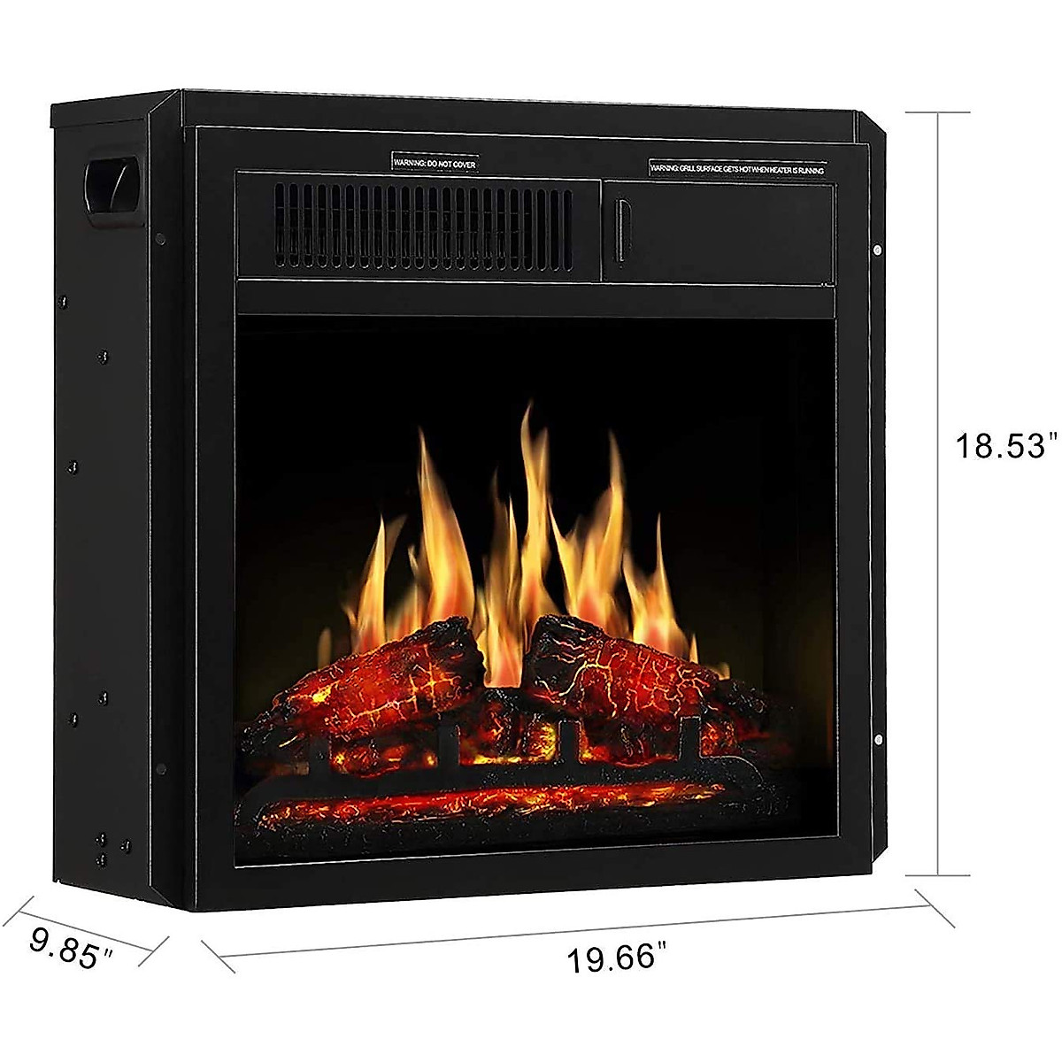 Antarctic Star Electric Fireplace Insert 18" Freestanding Heater Remote Control with 7 Log Hearth Flame Settings Adjustable Flame,1500w Black