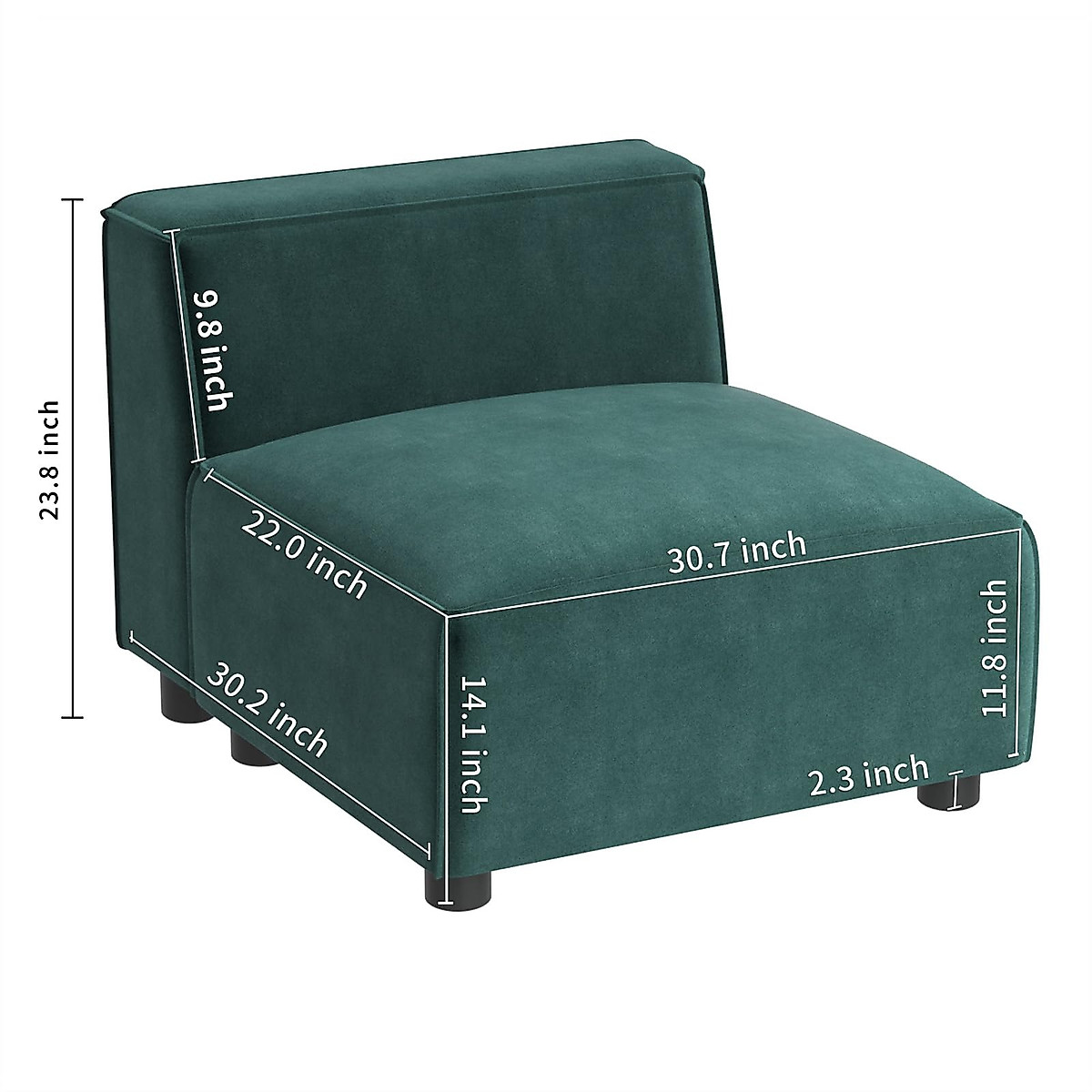 LLappuil Modern Modular Sectional Living Room Sofa Set, Low Back Minimalist Style Couch, Soft Fabric 6 Seater Oversized 138.4" U Shaped Sofa, Dark Green + Aqua Blue