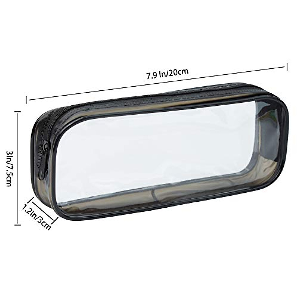 WUWEOT 10 Pack Clear Pencil Case, PVC Pencil Bag Makeup Pouch, Big Capacity Travel Toiletry Bag with Zipper for School Office Stationery and Travel Storage (Black+White)