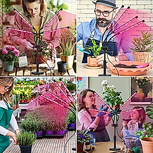 Grow Lights for Indoor Plants, Four Head LED Grow Light with Full Spectrum & Red White Spectrum for Indoor Plant Growing Lamp, Adjustable Gooseneck, Suitable for Plants Growth