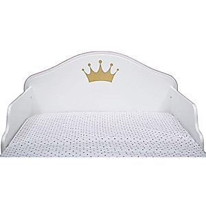 Delta Children Princess Crown Wood Toddler Bed - Greenguard Gold Certified, White/Pink