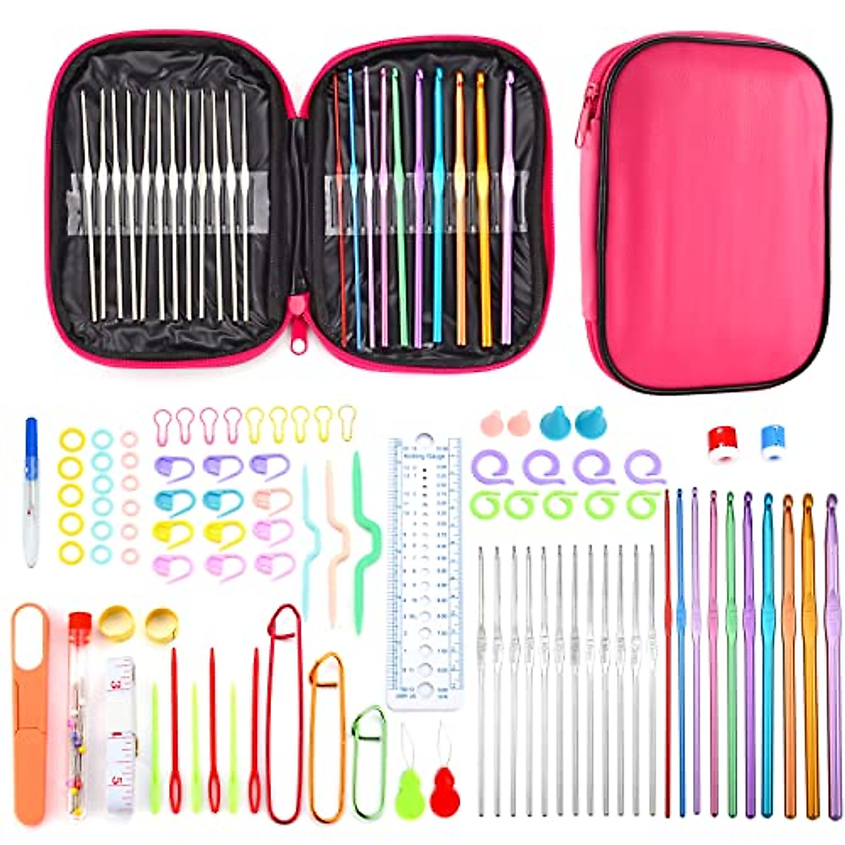 Crochet Hooks Set Home Crochet Hook Kit, 110 Piece Knitting & Crochet Supplies DIY Kits, Including Sewing Needles, for Crochet Needle for Beginners, and Seasoned Crochet Lovers