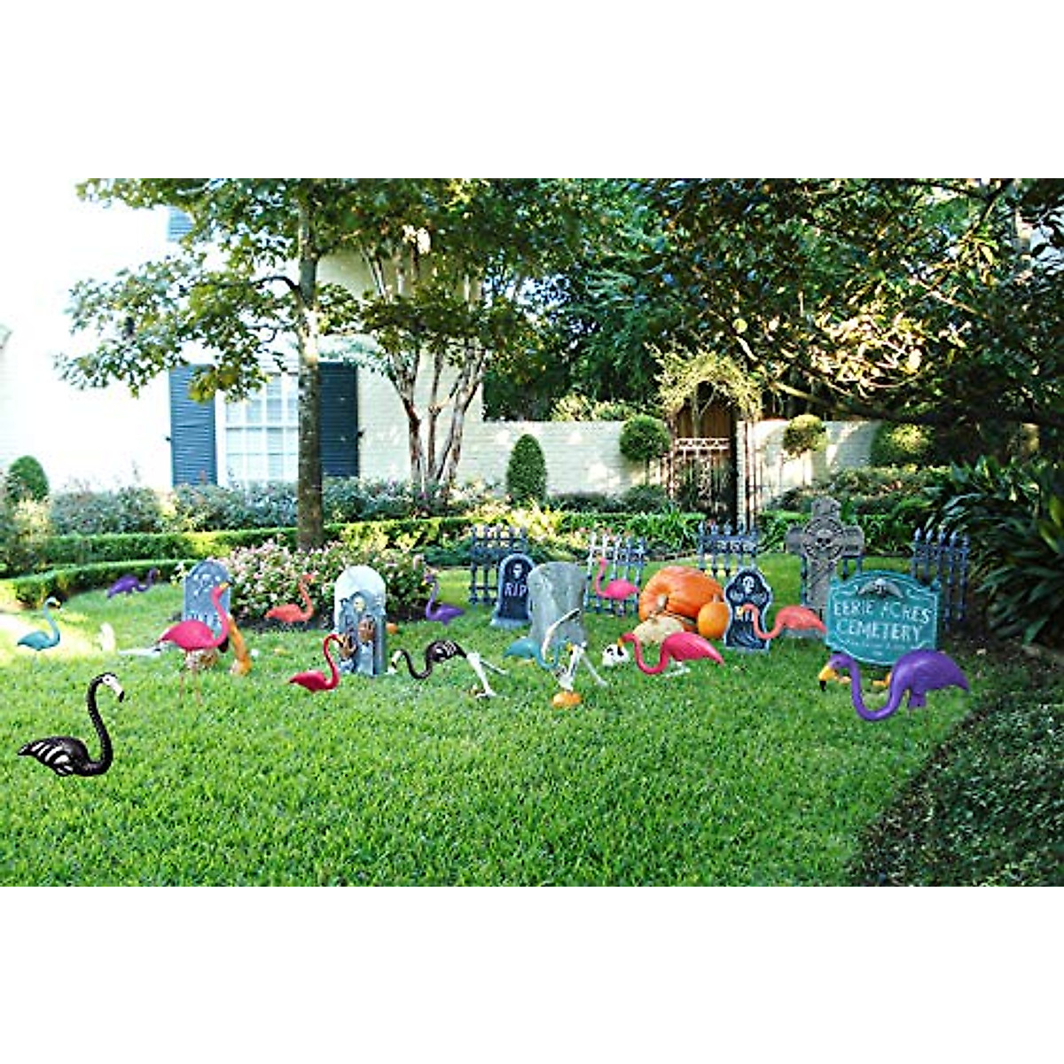 AndBird Plastic Flamingos Yard Ornament -Set of 2 - Flamingo Lawn Ornaments,Flamingo Garden Yard w/Stakes, for Home and Outdoor Decor, Party Decor, Adjustable Feet Length
