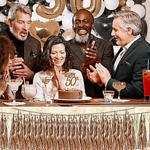 4P Champagne Gold Foil Fringe Metallic Streamers Banner Tassel Garland for Parade Floats, Bachelorette, Wedding, Birthday, Halloween, Christmas, Bridal/Baby Shower Party Decorations