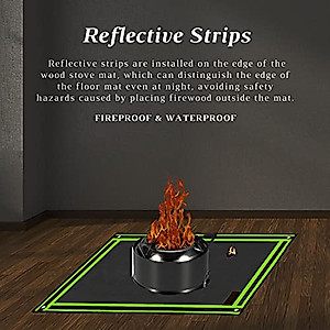 SoloWilder Wood Stove Mat 32" x 20" Fire Pit Grill Mat for Tent Stove Deck Patio Grass Lawn Campsite Insulation Protection