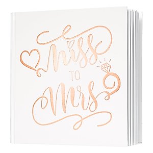 Calculs Bridal Shower Guest Book Miss to Mrs Picture Book Polaroid Blank Pages for Instant Film Rose Gold Bachelorette Party Sign in Book 8.5” Square White Cover Rose Gold Foil Stamping