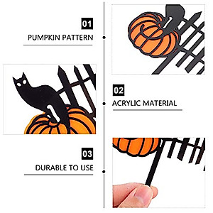 Amosfun 5 Pcs Creative Halloween Pumpkin Cat Design Birthday Cake Toppers for Party Cake Decortion