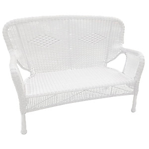 Jeco Inc W00213-L Windsor Wicker Patio Love Seat, White