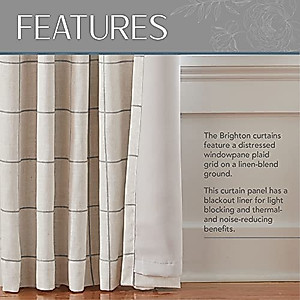 Elrene Home Fashions Brighton Windowpane Plaid Blackout Window Curtain, Living Room and Bedroom Drape with Rod Pocket Tabs, 52" x 95", Grey, 1 Panel