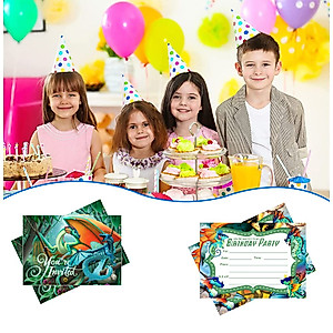 ZPLHBHX Birthday Party Invitation Cards, Blue, 16 Count