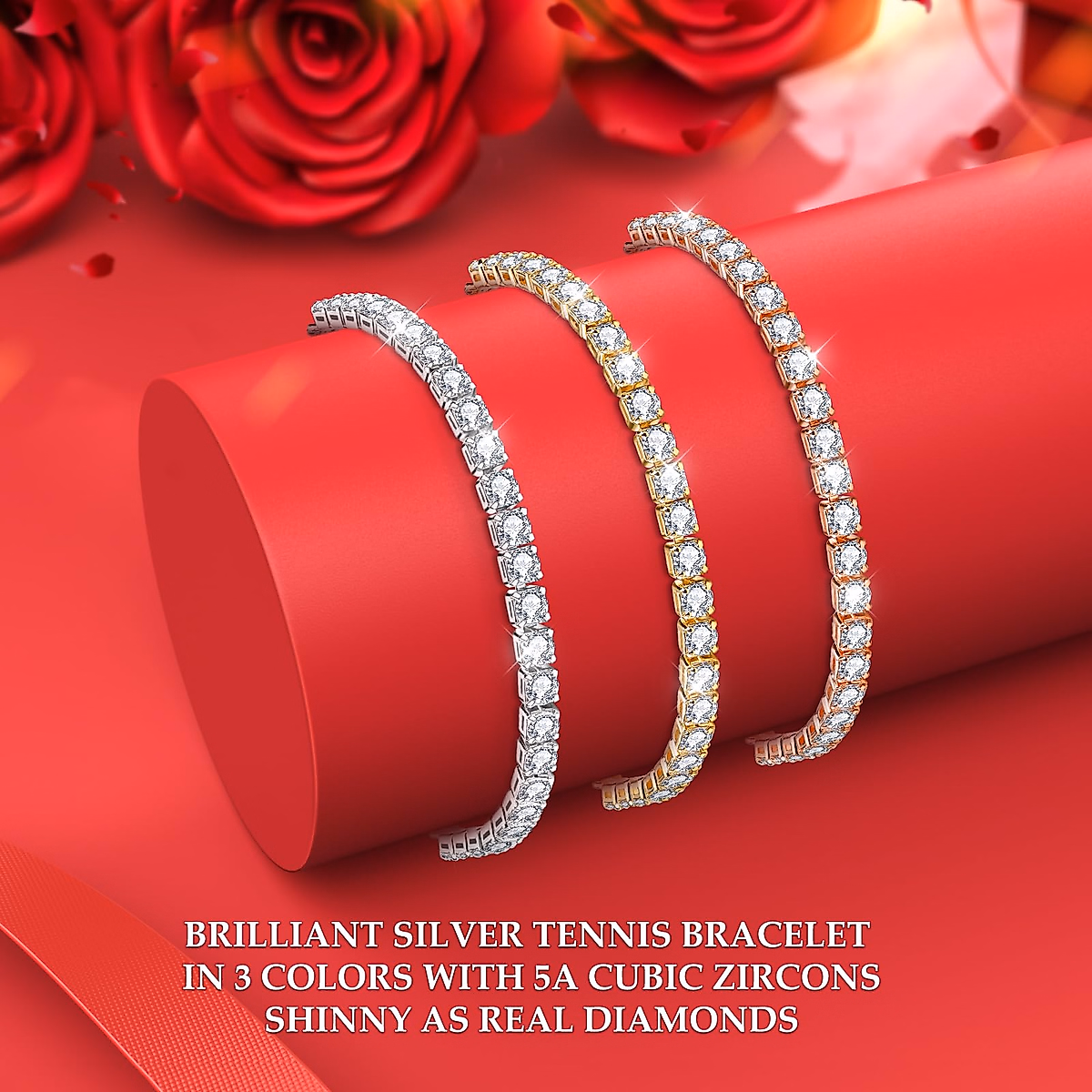 J.Fée Silver Bracelet Silver Bracelets for Women Tennis Bracelets for Women Cubic Zirconia Bracelet Sterling Silver Bracelets for Women Adjustable Bracelet for Women Gifts for Women