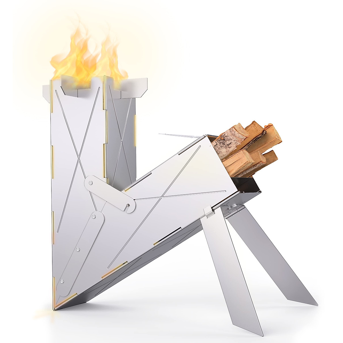 VIRE Folding rocket stove for cooking portable rocket stove, Outdoor hiking Survival or Emergency Gear camping rocket stove collapsible rocket stove Patent proven (classic)