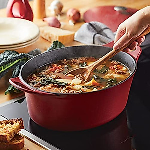 Rachael Ray NITRO Cast Iron Dutch Oven, 6.5 Quart, Red