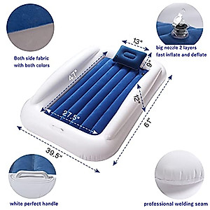 Toddler Travel Bed, Portable Inflatable Toddler Bed for Kids | Toddler Air Mattress | Kids Travel Bed | Toddler Blow Up Mattress with Sides, Idea for Road Trip Camping Sleepovers, Navy Blue & Grey