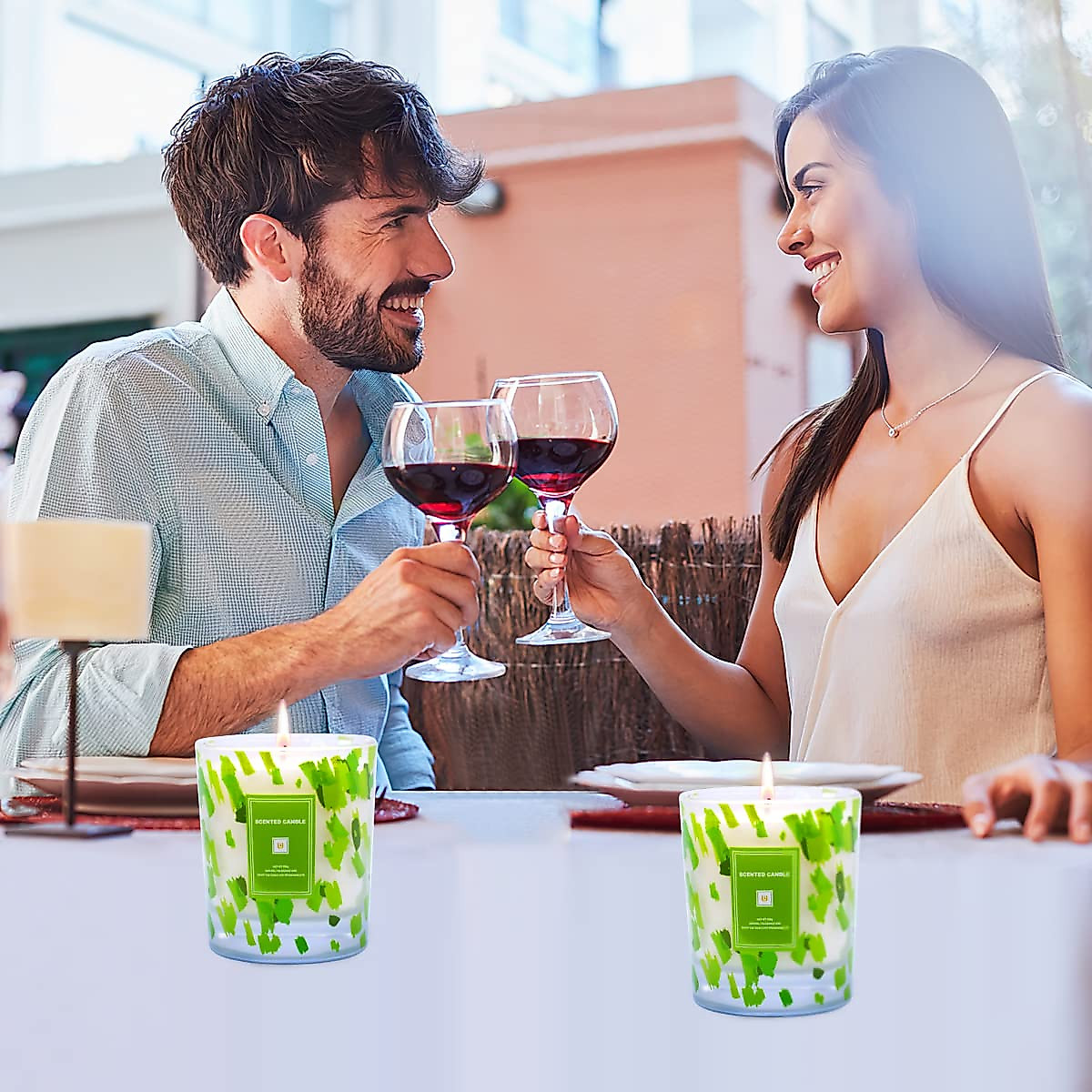 Haoson Vanilla & Jasmine Scented Candle Gift Set in Glass Jar Natural Soy Wax Aromatherapy Stress Relief Candle for Women Home Mother's Day Christmas