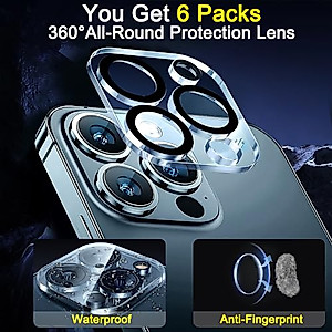 Ferilinso [6 Pack] Camera Lens Protector for iPhone 14 Pro Max iPhone 15 Pro Max iPhone 14 Pro iPhone 15 Pro Accessories Camera Screen Cover 9H Glass Unbreakable Protection Case Friendly