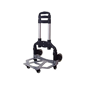 KNOXC Trolleys, Shopping Cart Hand Cart Folding Portable Trolley Car Shopping Cart Small Trailer Aluminum Trolley Luggage Cart Grocery Cart/Blue