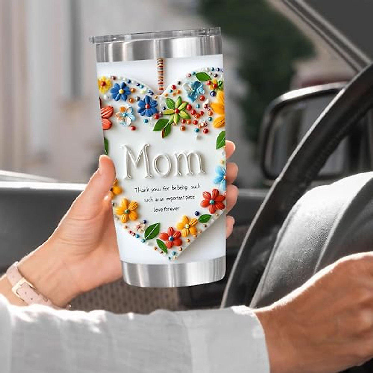 FOCIUZTA 20oz Vibrant Floral Tumbler with lid, Travel Coffee Cup, Ideal for Easter, Mother Day, and birthday gifts
