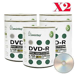 Smartbuy 1000-disc 4.7gb/120min 16x DVD-R Silver Inkjet Hub Printable Blank Recordable Media Disc