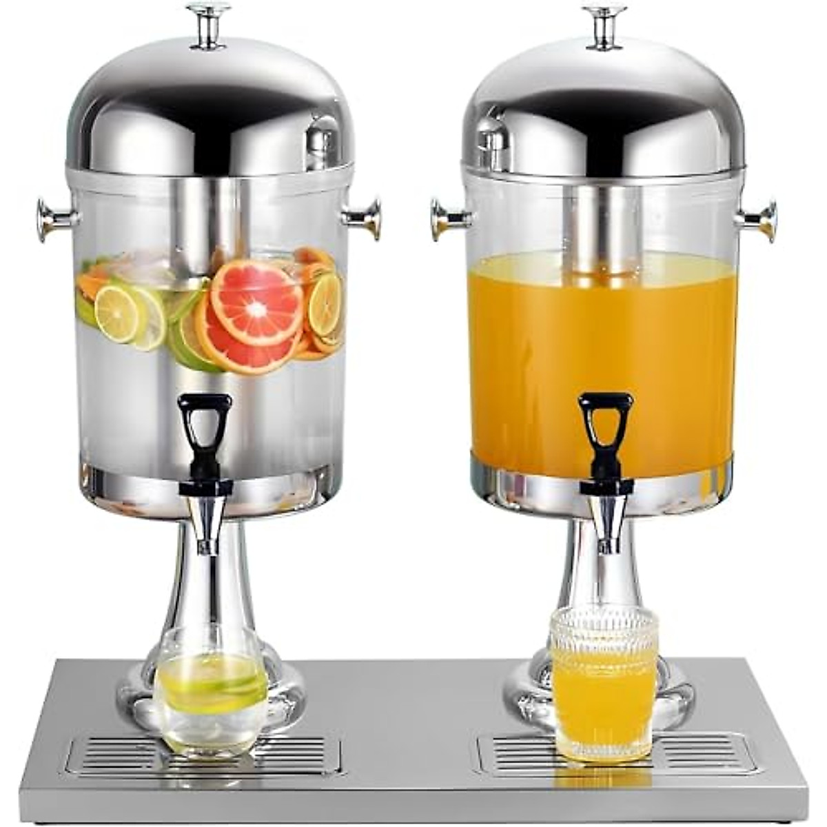 Stainless Steel Single Beverage Dispenser, Double Hot Beverage Machine with Ice Core Container Spigot And Drip Trays for Parties Buffet Catering Cold Drinks and Beer(16L)