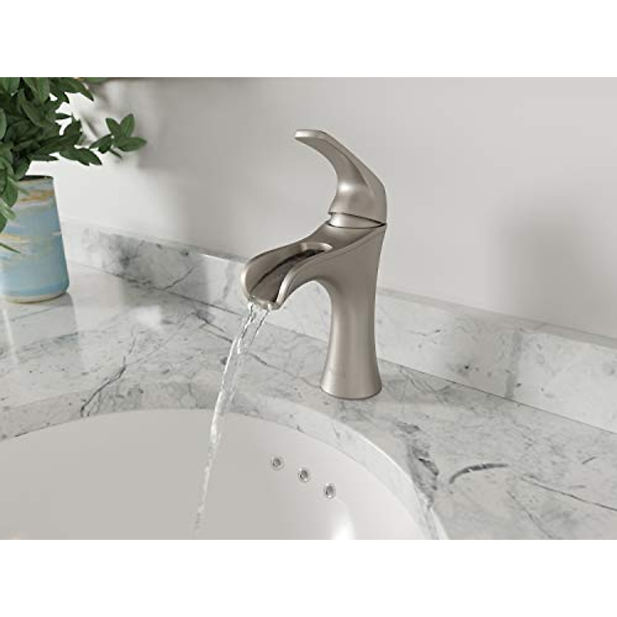 Pfister Jaida Bathroom Sink Faucet, Single Handle, Single Hole or 3-Hole, Spot Defense Brushed Nickel Finish, LF042JDGS
