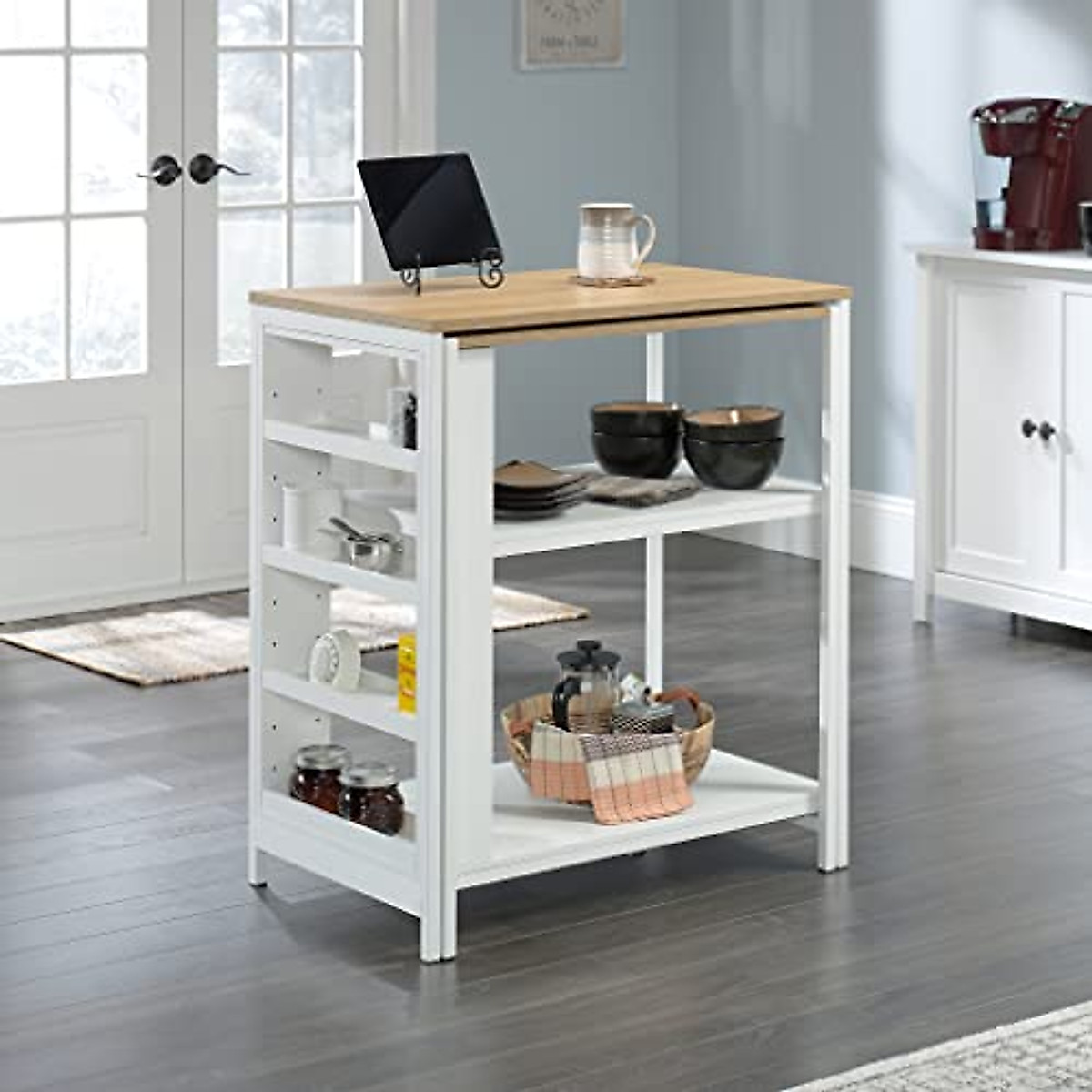 Sauder Miscellaneous Storage Kitchen Island, L: 31.50" x W: 32.88" x H: 36.00", White Finish