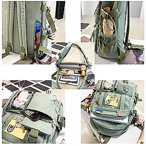 MQSHUHENMY Kawaii Backpack with Kawaii Pin and Accessories, Rucksack for Teen Girls School Bag, Aesthetic Backpack (Black)