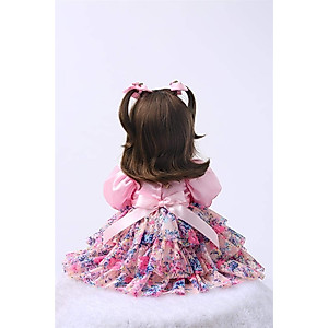 iCradle Cute 24 inch 60 CM Reborn Baby Doll Long Hair Girl Doll Soft Silicone Baby Real Life Baby Toddler Doll Toy for Ages 3+ (F)