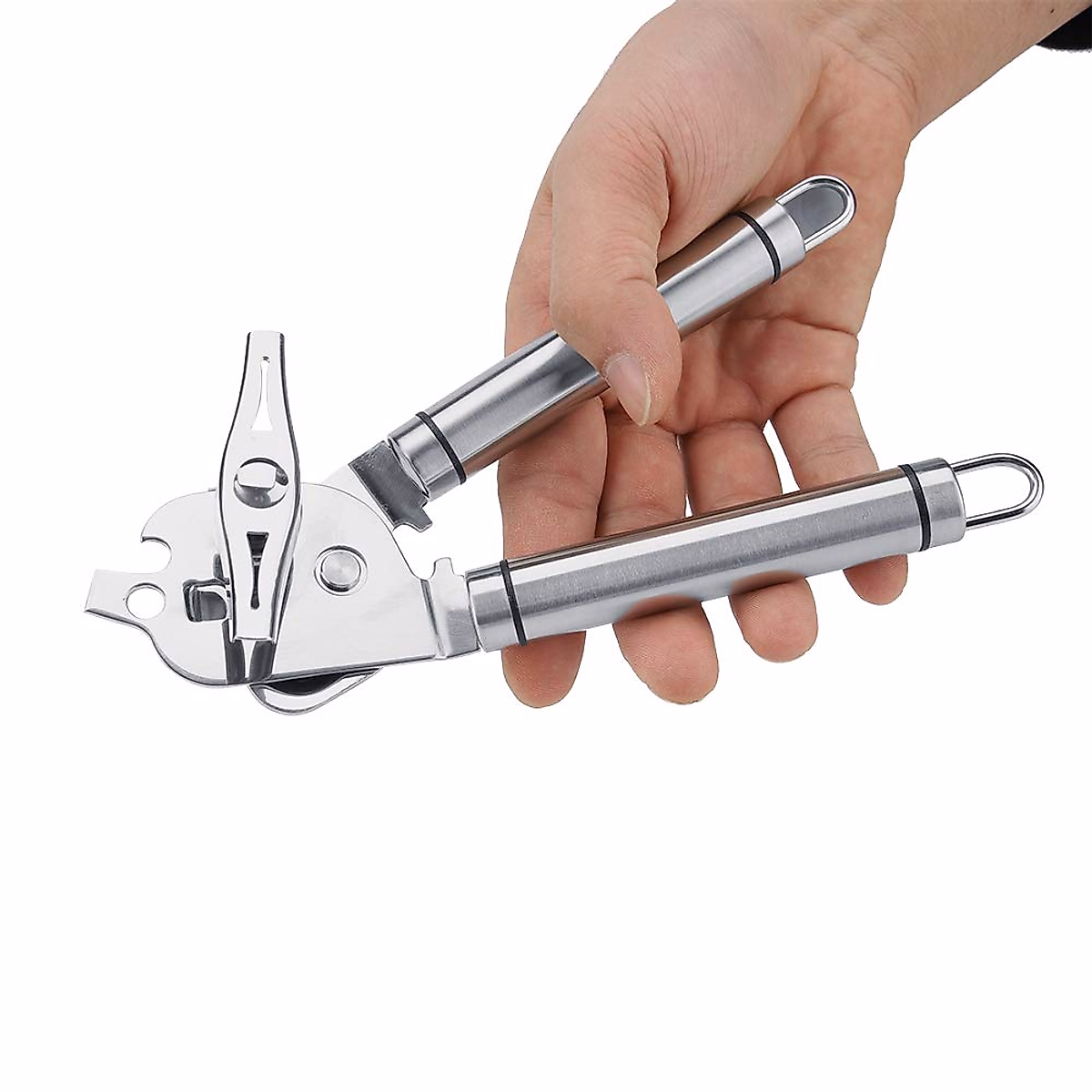 MOUMOUTEN Can Opener, Manual Handheld Can Opener Smooth Edge Stainless Steel Can Openers Kitchen Gadget with Multifunctional Bottles Opener