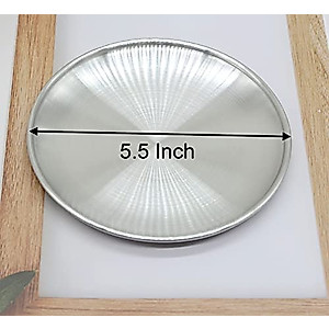 6 Pcs 5.5 Inch Circular Trinket Tray, Gold Stainless Steel, for Serving Trays Towel Storage Dish Plate Tea Fruit Trays Cosmetics Jewelry Plate Decorative Storage Tray (5.5 Inch, Silver)
