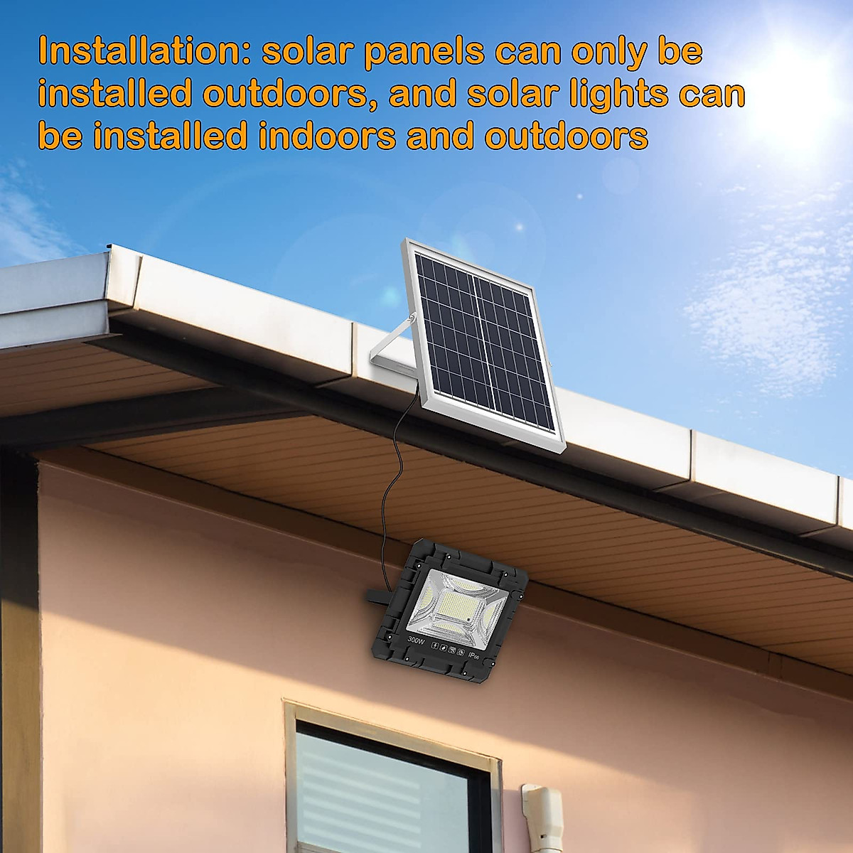 TFKK 200W Solar Street Light Waterproof, 16ft Wire Light Sensor Solar Parking Lot Lights, 20000LM Solar Security Flood Lights Outdoor, 8000K LED Solar Lights for Outside Garden Yard Path