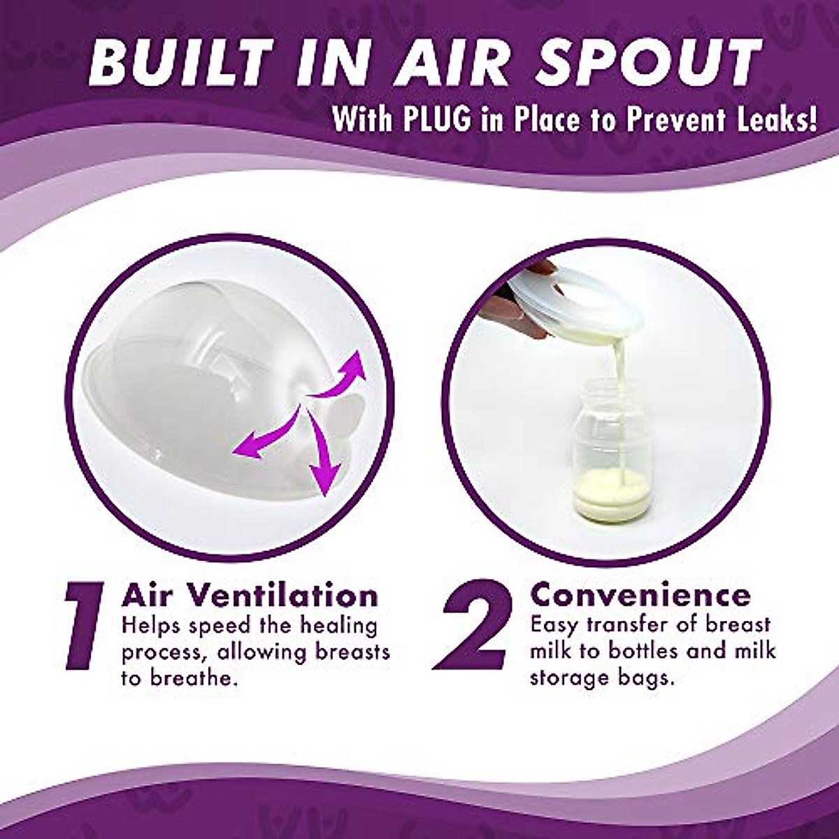 New Model with Plugs! Breast Shell & Milk Catcher for Breastfeeding Relief (2 in 1) Protect Cracked, Sore, Engorged Nipples & Collect Breast Milk Leaks During The Day, While Nursing or Pumping