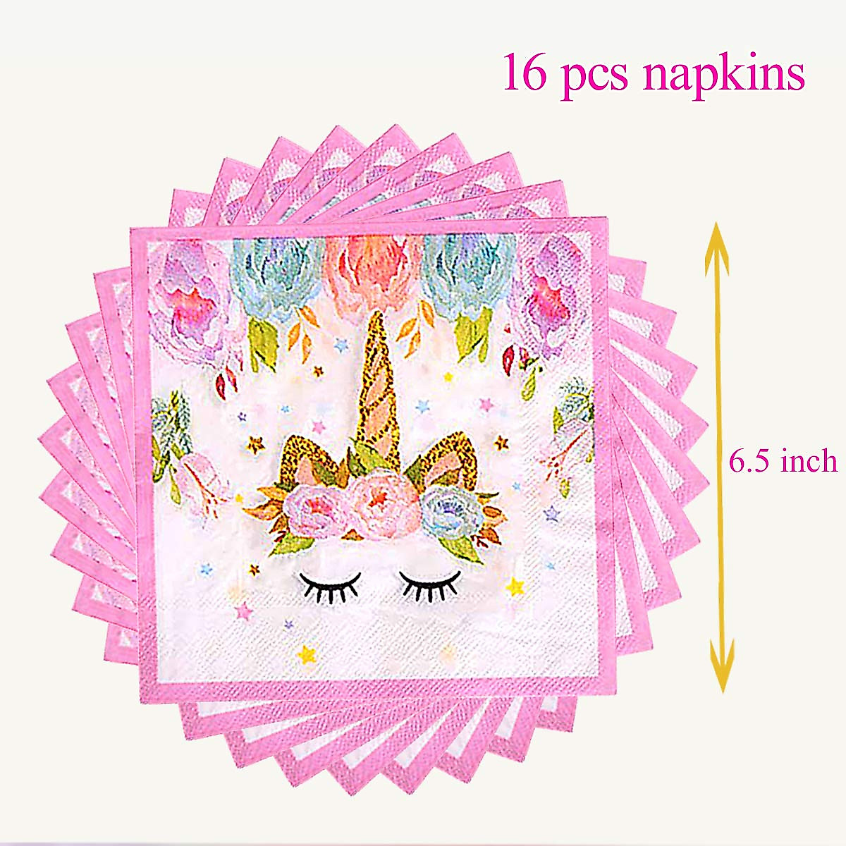 Unico Themed Party Supplies Set,Cake Plates,Cups,Napkins,Tablecloth,Straws&Decoration,Paper Disposable Tableware Set for Girls Children Birthday Party or First ,Baby Shower, Serves 16 Guests