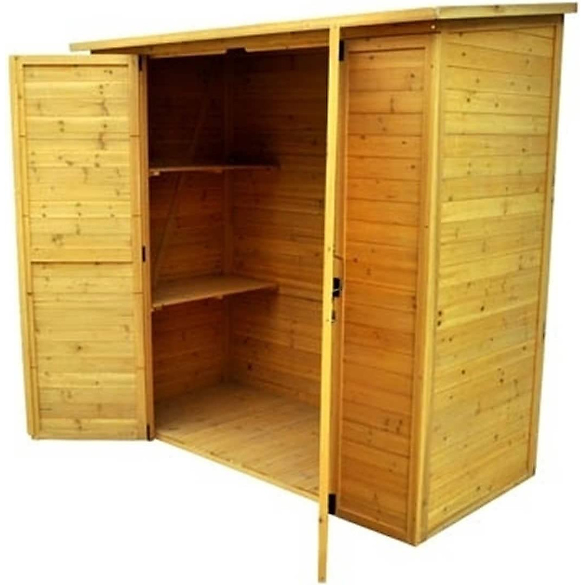 Leisure Season ELSS2003 Extra Large Outdoor Storage Shed - Brown - Wooden Gardening Lockers, Closet - Tool Organizer Cabinet with Double Doors, Adjustable Shelves - Yard, Garden, Lawn Patio Furniture