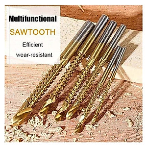 Surface Milling Cutter 6pcs/set Serrated Drill Bit Twist Drill Household Metal Punching Woodworking Reaming Multifunctional Hand Drill 3mm-8mm