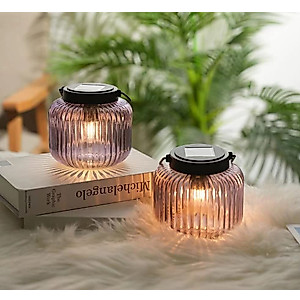 JAOSELAP Solar Outdoor Lights 2 Pack Solar Lanterns Outdoor Waterproof Solar Lights Hanging LED Bulb Outdoor Lantern Decorative for Patio Balcony Camping Garden Decor Gift