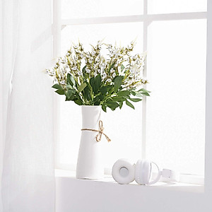 Houele - 6 Pcs Artificial White Flowers, Artificial Plants & Flowers, Long Stem Plastic Flowers for Home Hotel Office Wedding Party Garden Decor