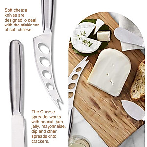 VANRA Cheese Knife Set 3-Piece Stainless Steel Butter Knife Set with Slicer for Soft and Semi Hard Cheese