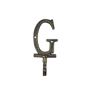 Handcrafted Nautical Decor Rustic Gold Cast Iron Letter G Alphabet Wall Hook 6"