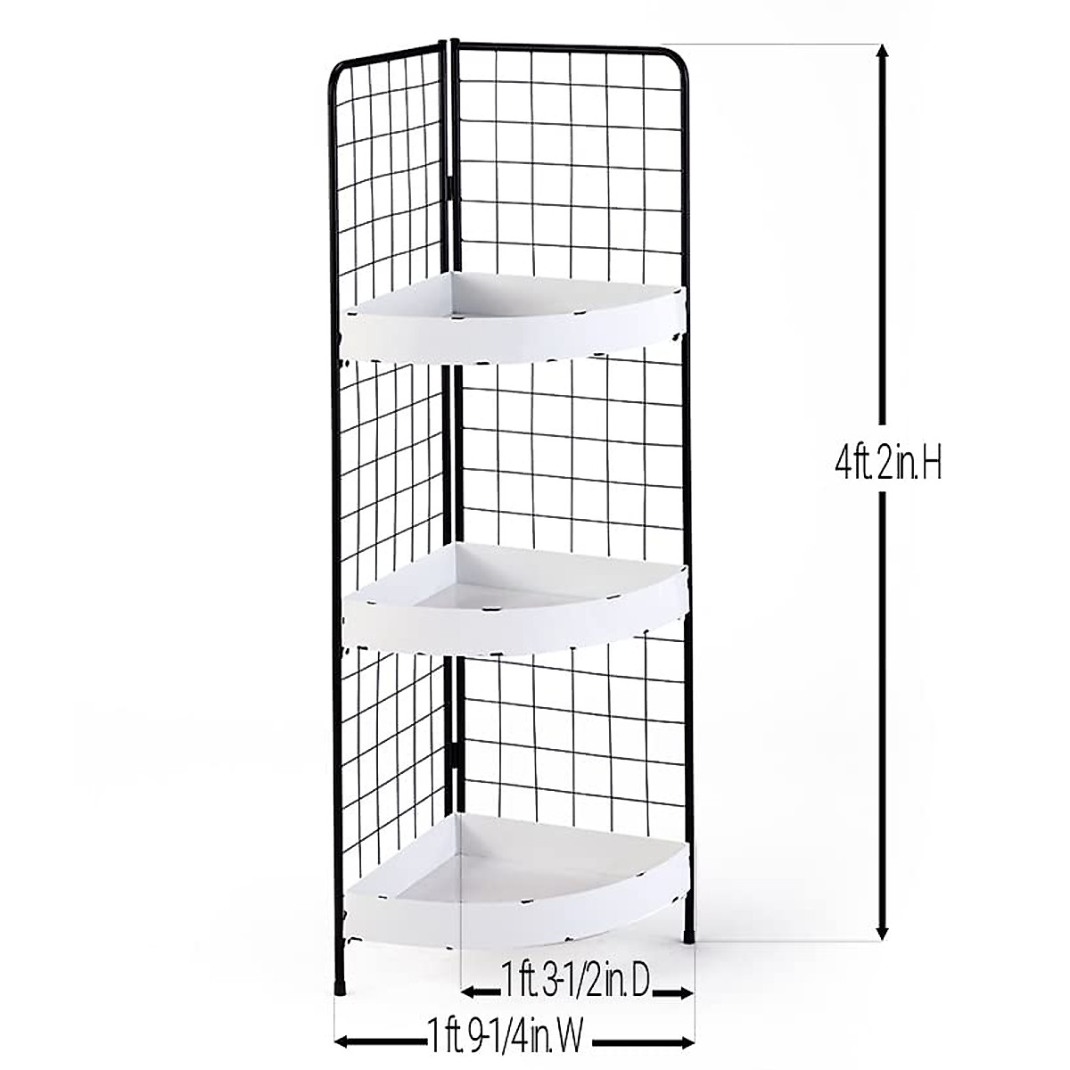 The Lakeside Collection Metal Corner Shelf - 3 Tier Rustic Farmhouse Shelving Display Unit - White