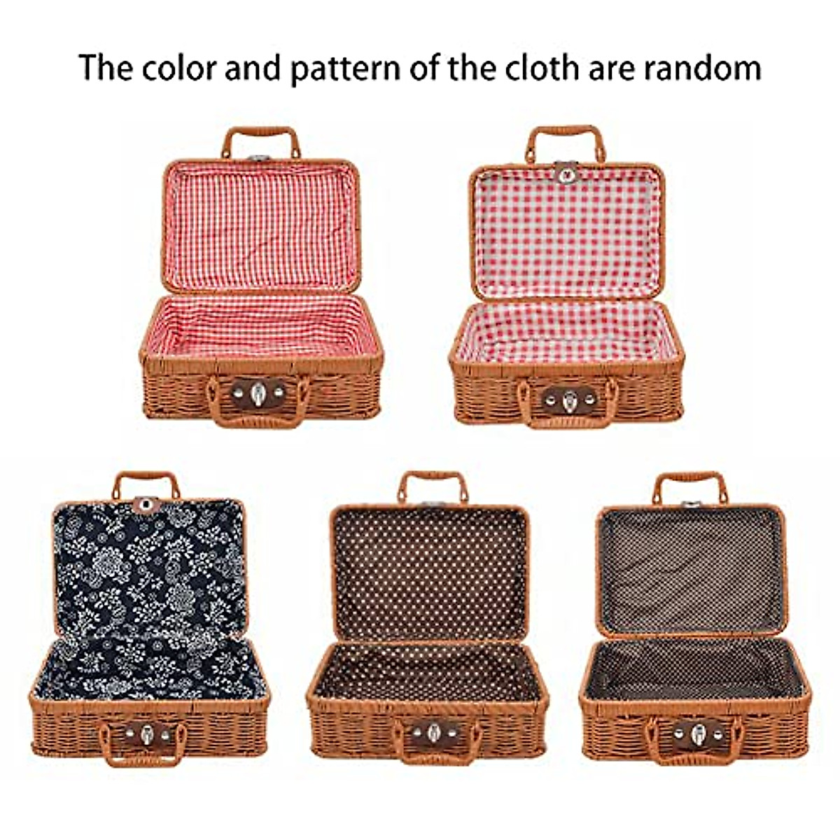 Flat Woven Wicker Storage Bins with Lid Natural Seagrass Basket Boxes Multipurpose Home Organizer Bins Boxes for Rattan Shelf Organizer for Living Room Decoration (22cmx16cmx11cm)