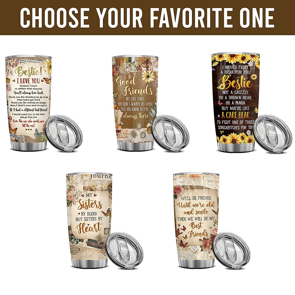 Wassmin Best Friends Tumblers Personalized Tumbler With Picture Photo I Would Fight A Bear For You Tumblers 20oz 30oz Coffee Travel Mug Birthday Christmas Presents BFF Besties Cup Gifts