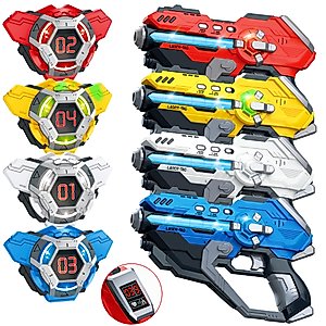 Kusntin Laser Tag Guns Set & Vests, Player Digital LED Display, Infrared Multi-Function Toy Gun, Arcade Gifts for Kids & Adults,Boys Girls for 8-12+ Years Old (Old Set of 4)