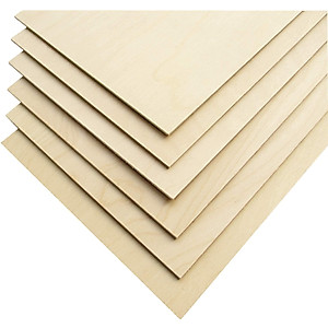 3 mm 1/8"x 8"x 12" Premium Baltic Birch Plywood with B/BB Grade Veneer 6 Flat Sheets for DIY Crafts and Arts, CNC Cutting, Wood Burning and Laser Projects